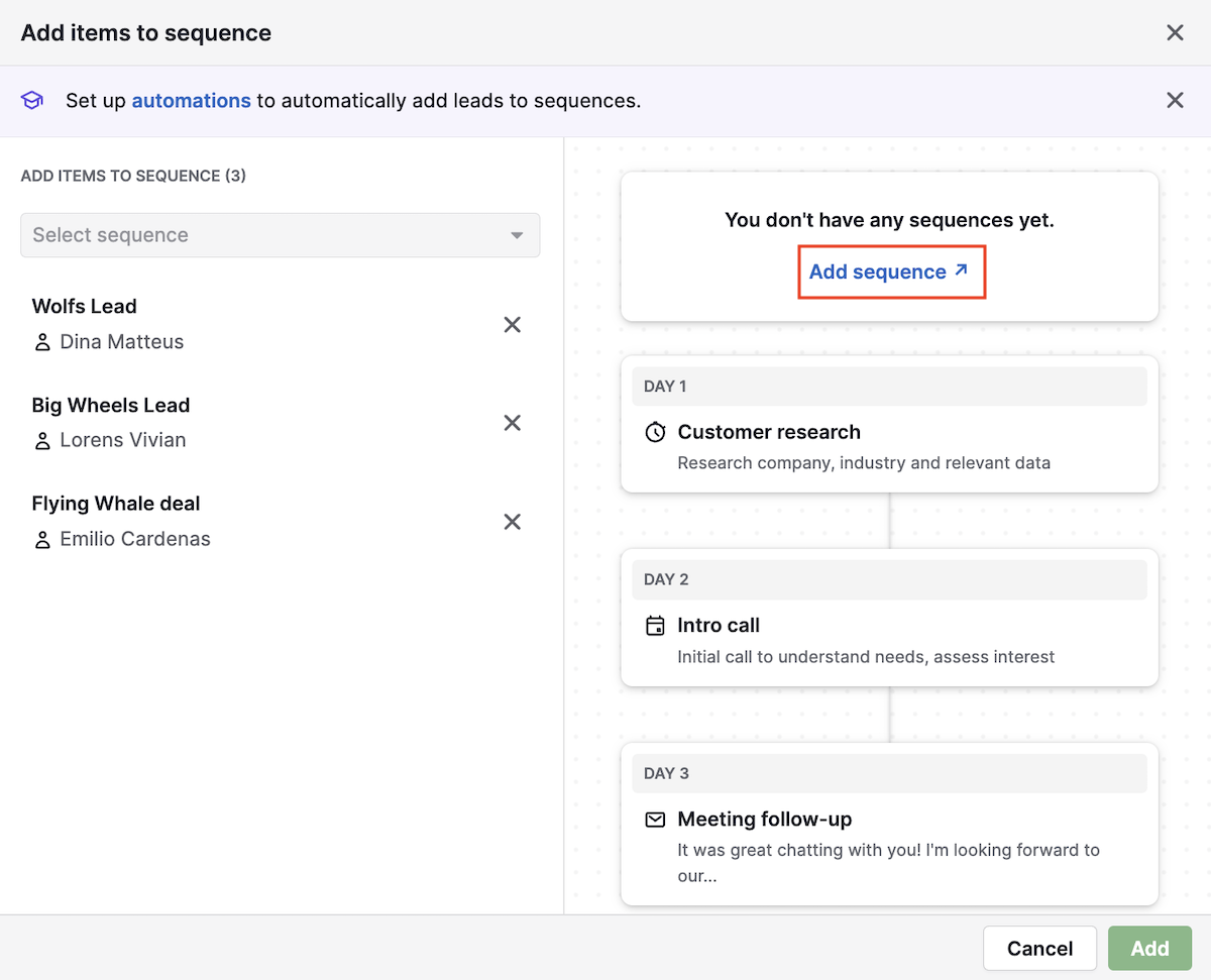 Sequences feature - Knowledge Base | Pipedrive